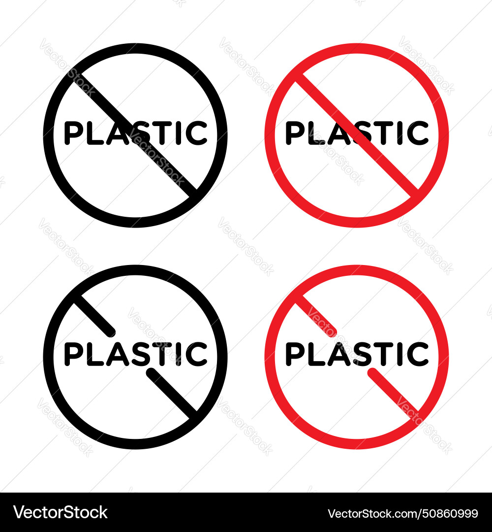 No plastic sign icon set advisory against Vector Image