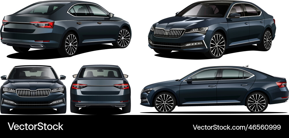 Realistic blue isolated car sedan Royalty Free Vector Image