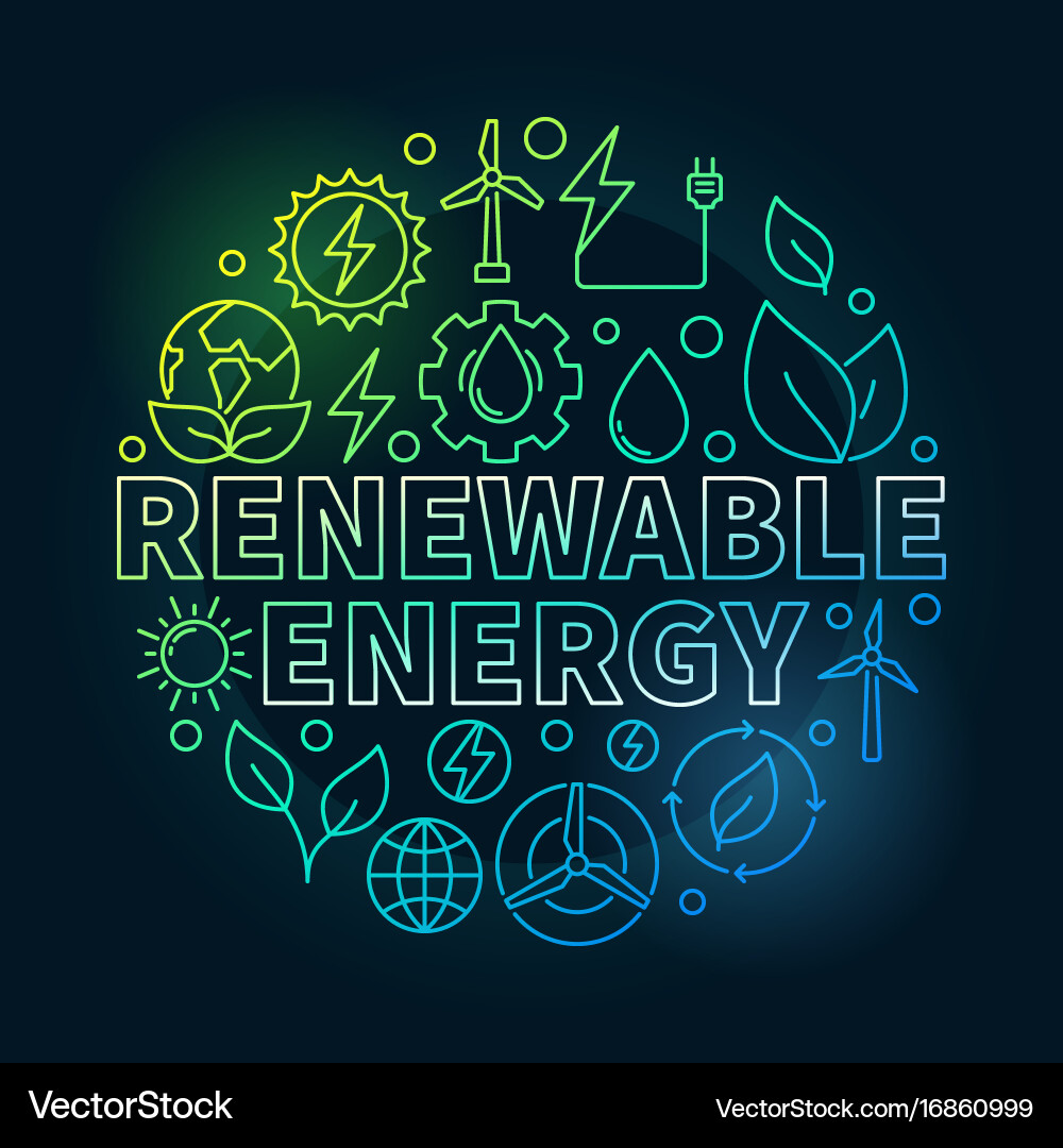 Renewable energy round colorful Royalty Free Vector Image