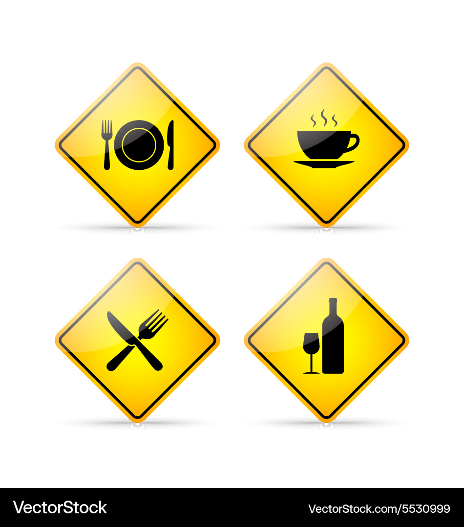 Restaurant road signs Royalty Free Vector Image