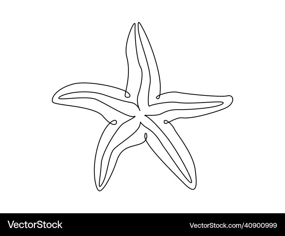 Sea starfish continuous one line drawing Vector Image