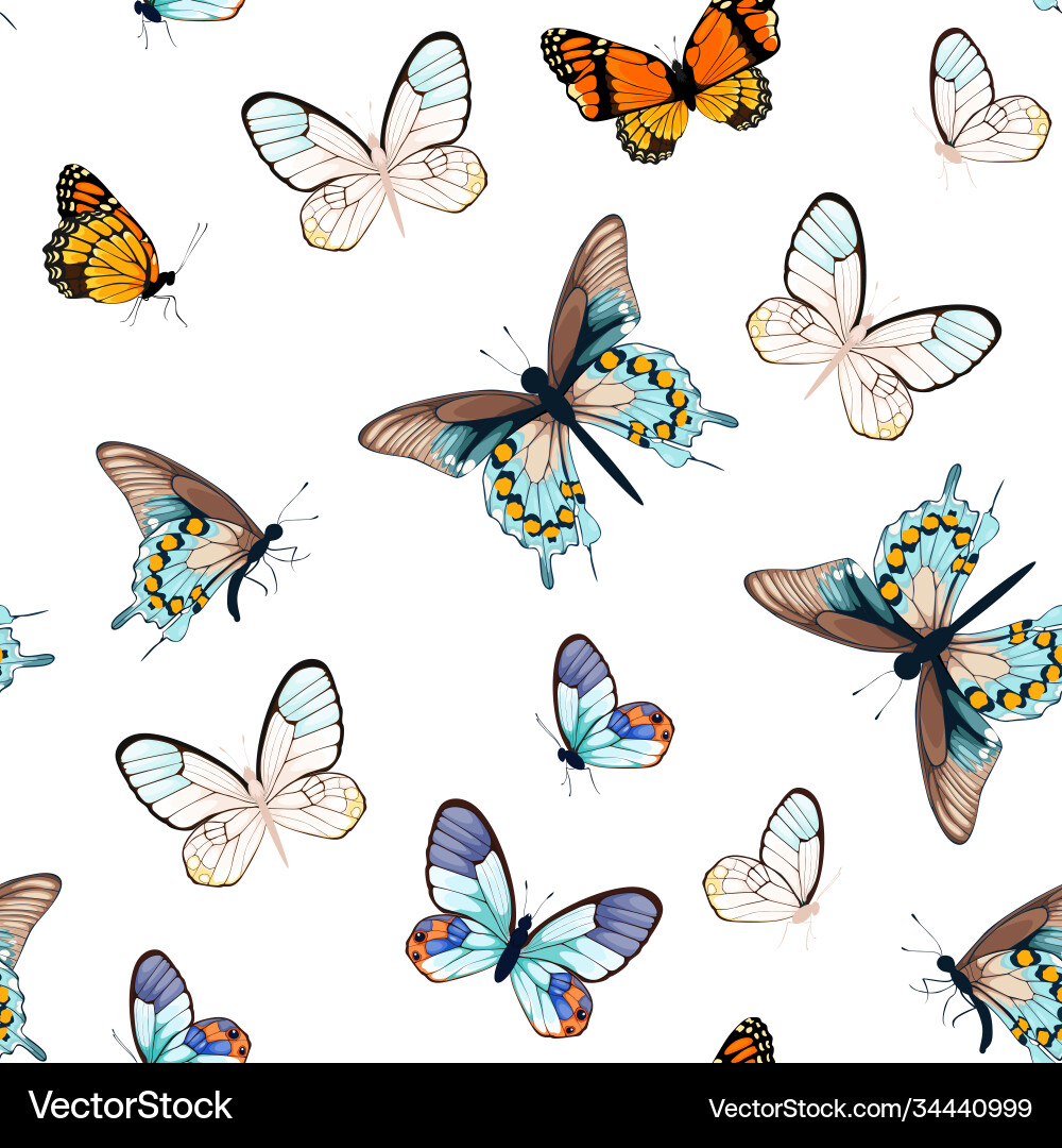 Seamless pattern with flying butterflies Vector Image