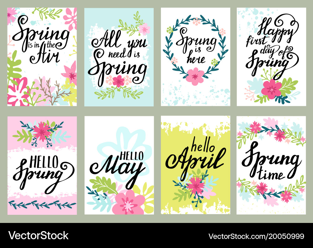 Springtime floral greeting card set Royalty Free Vector