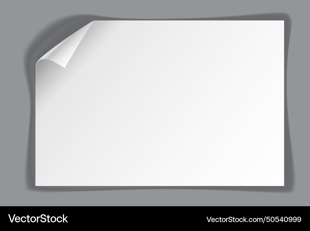 White paper sheet with bending top left corner Vector Image