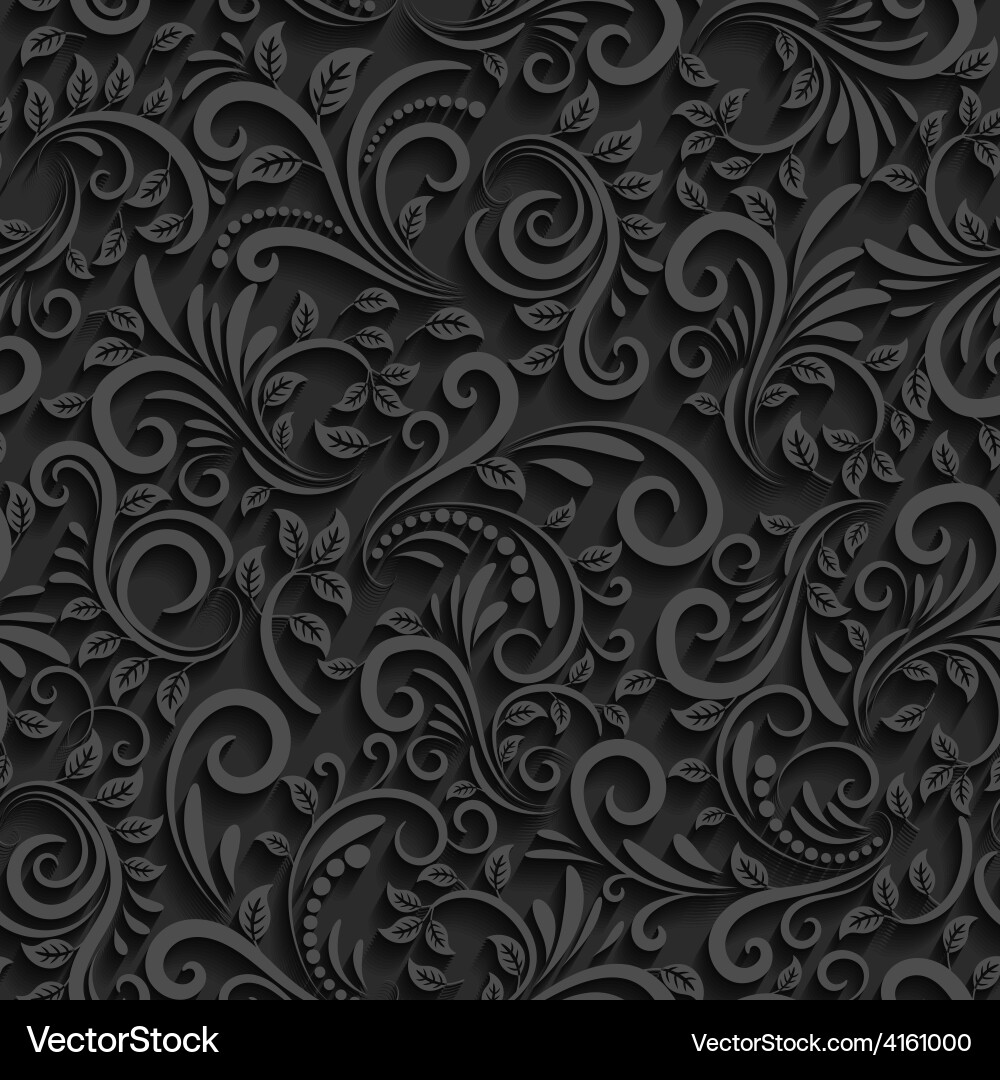 Black Floral Shadow Pattern Royalty Free Vector Image