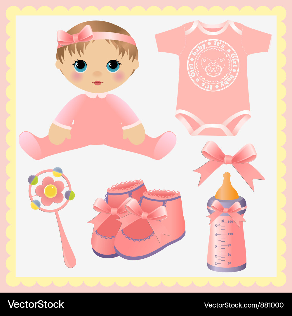 Cute collection of baby design elements Royalty Free Vector