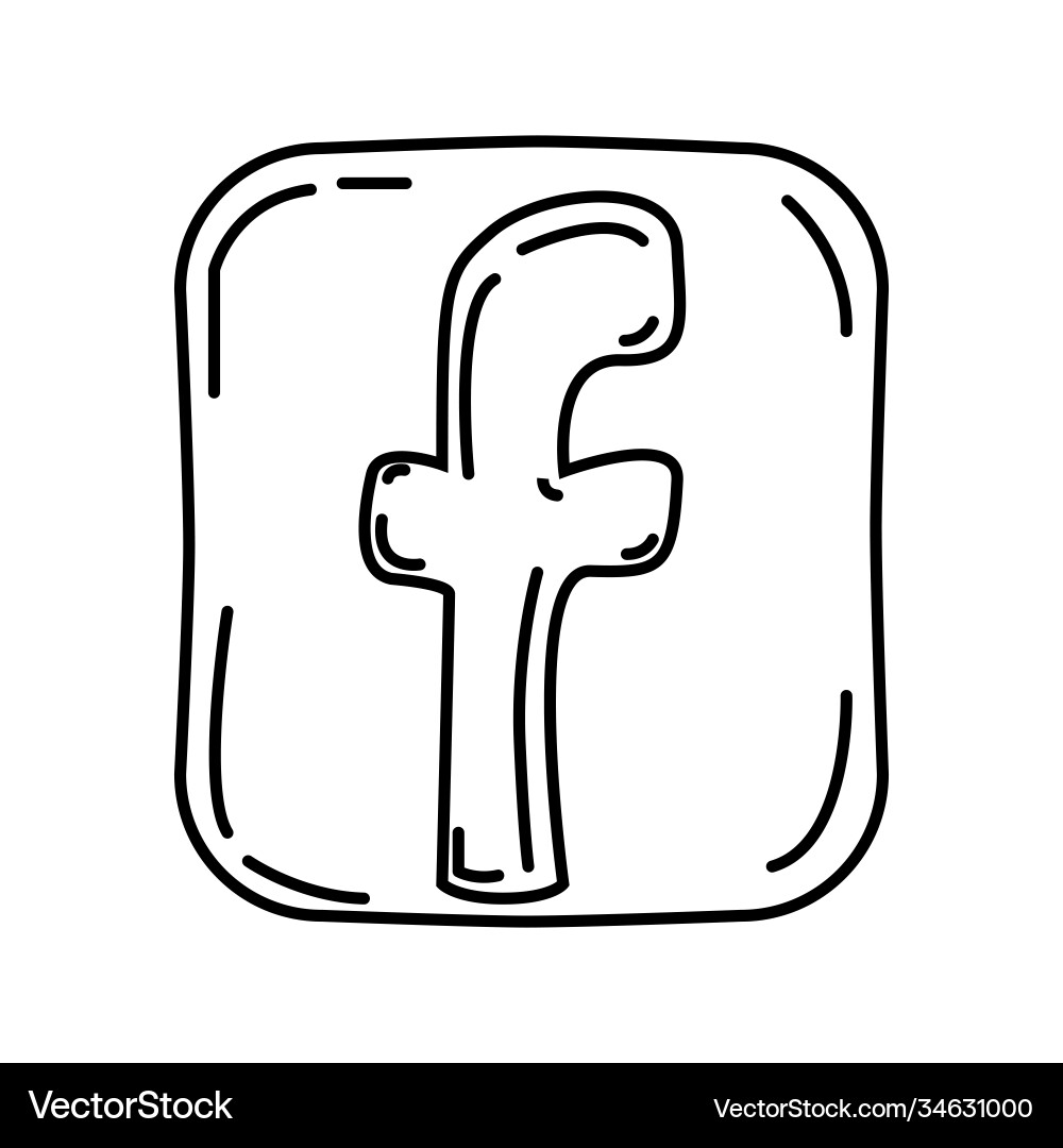 Facebook icon doodle hand drawn or black outline Vector Image