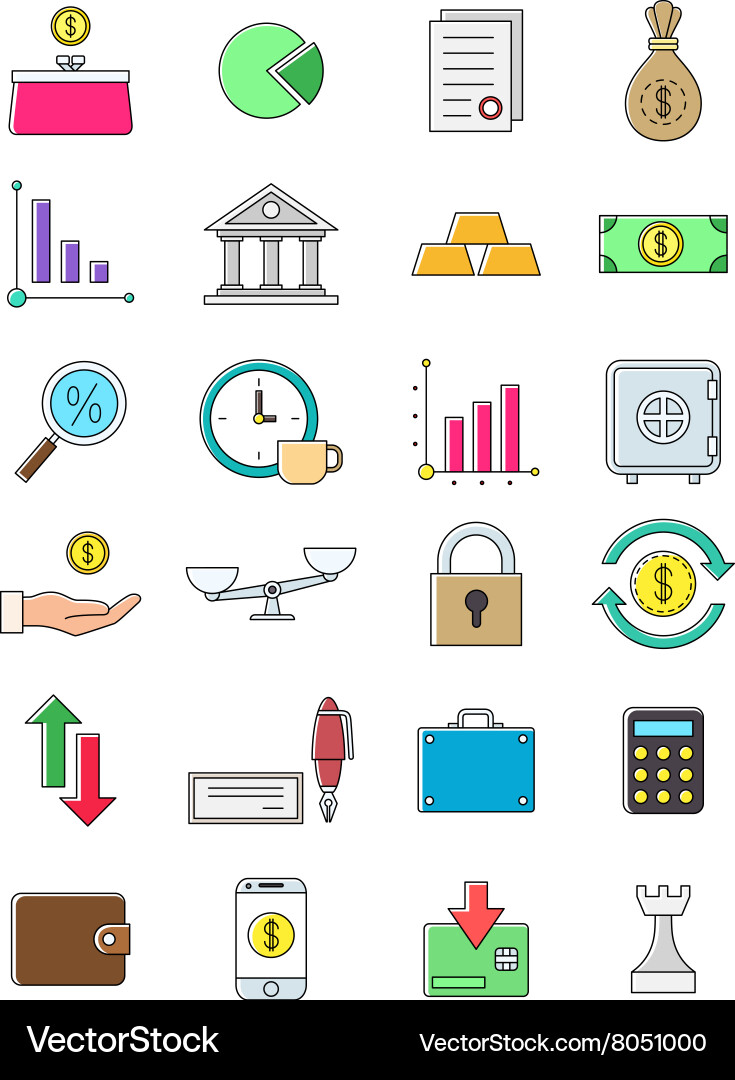 Finance icons set Royalty Free Vector Image - VectorStock