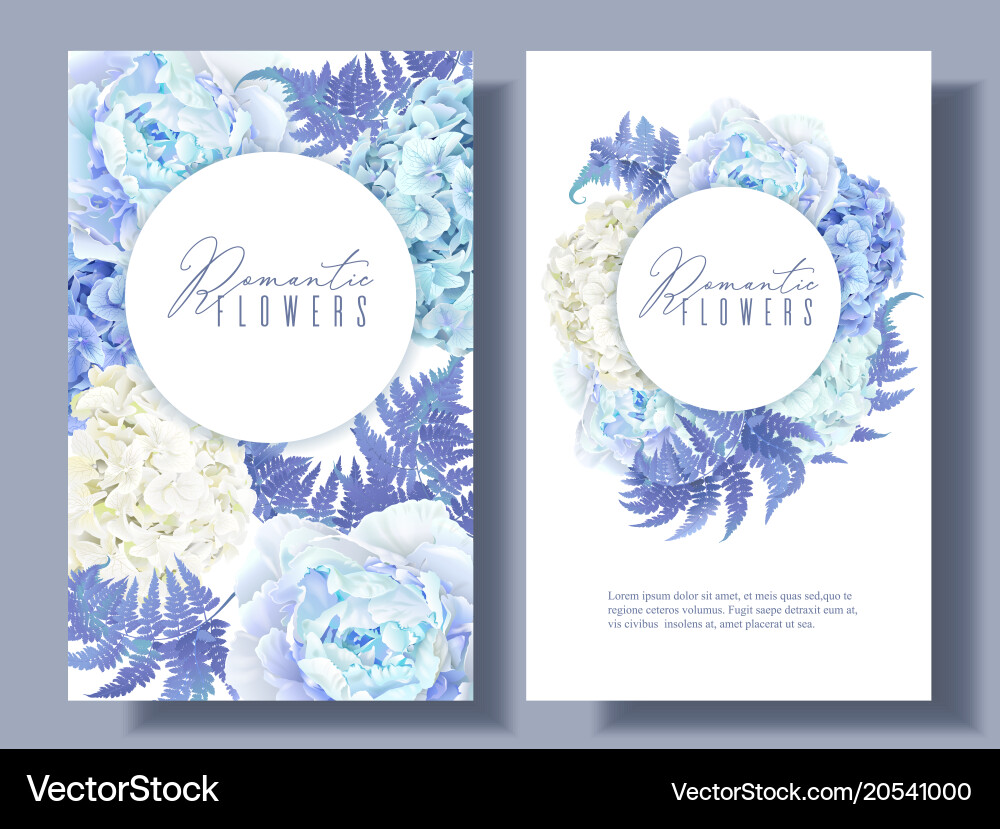 Floral blue round banners Royalty Free Vector Image