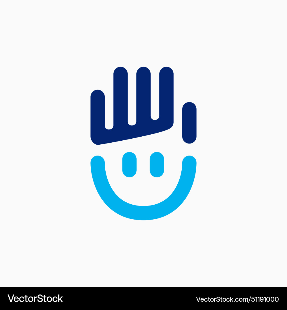 Hand smile high five face logo icon Royalty Free Vector