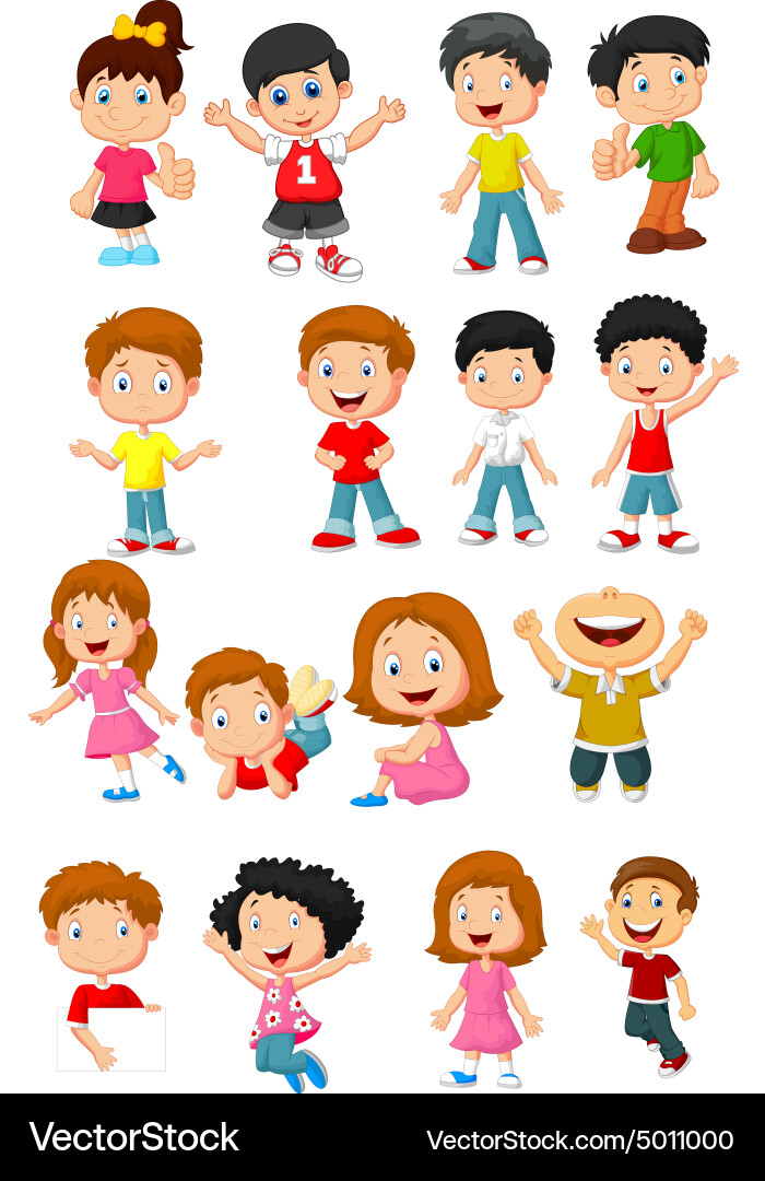Happy kid cartoon collection Royalty Free Vector Image