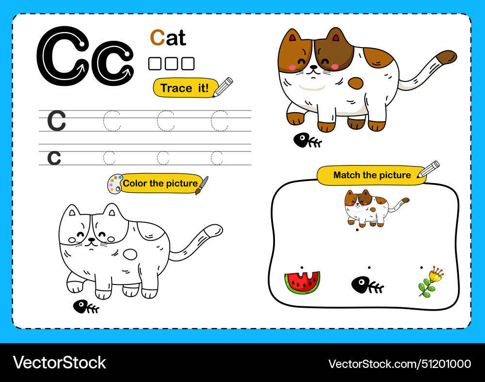 Isolated animal alphabet letter c-cat Royalty Free Vector