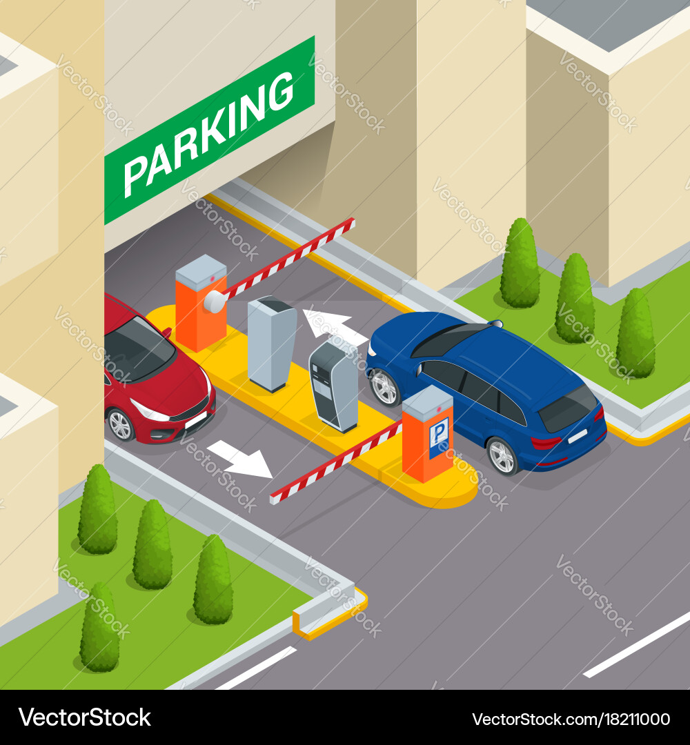 Isometric parking payment station access control Vector Image