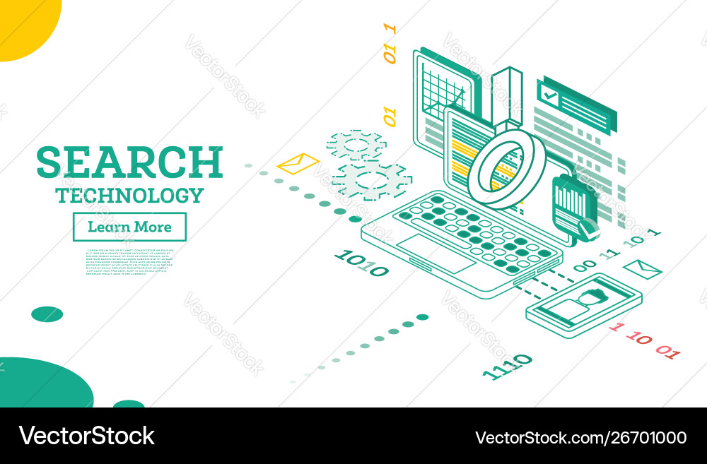 Isometric search query algorithm organic Vector Image
