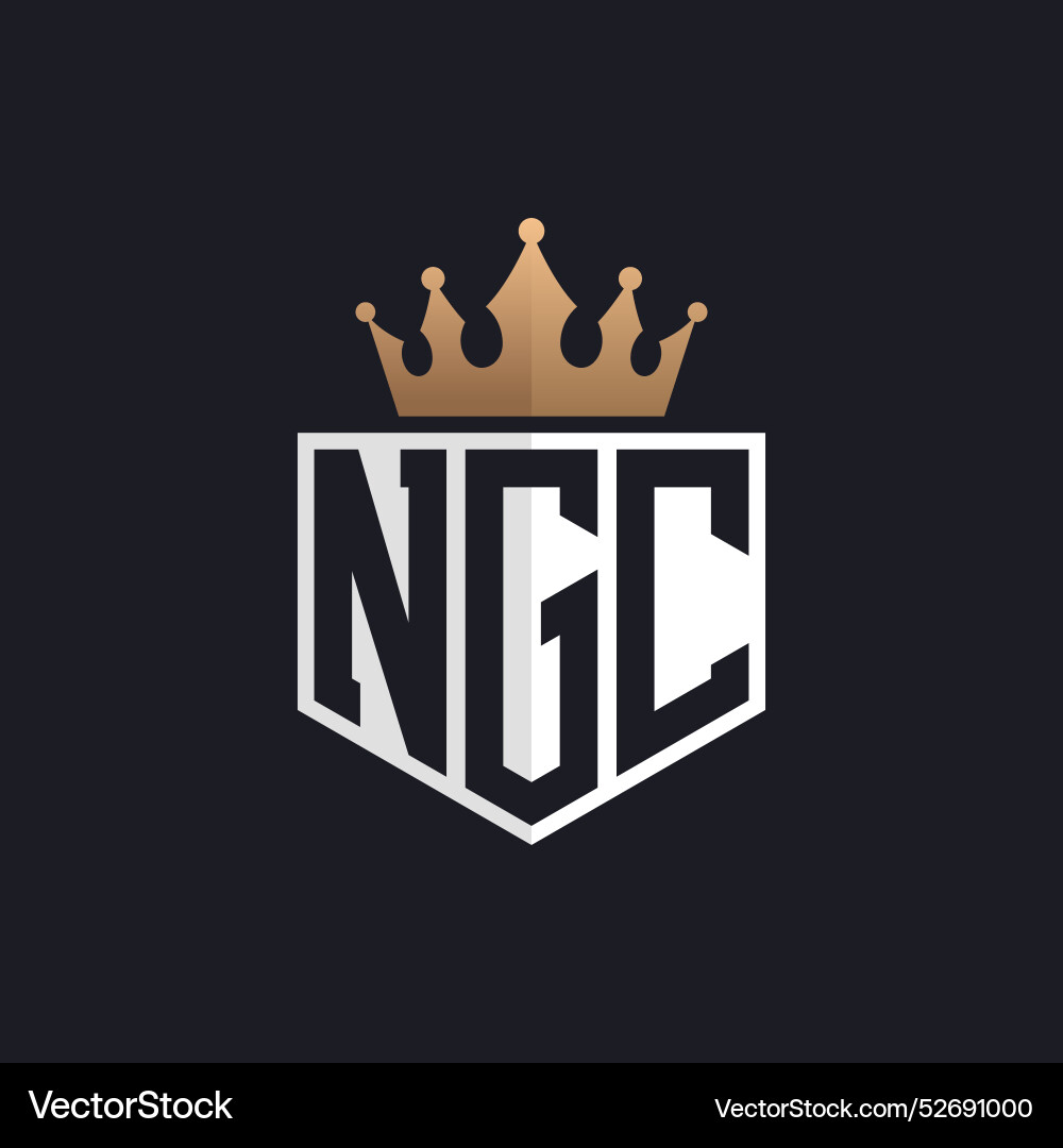 Luxury ngc logo with crown elegant initials Vector Image
