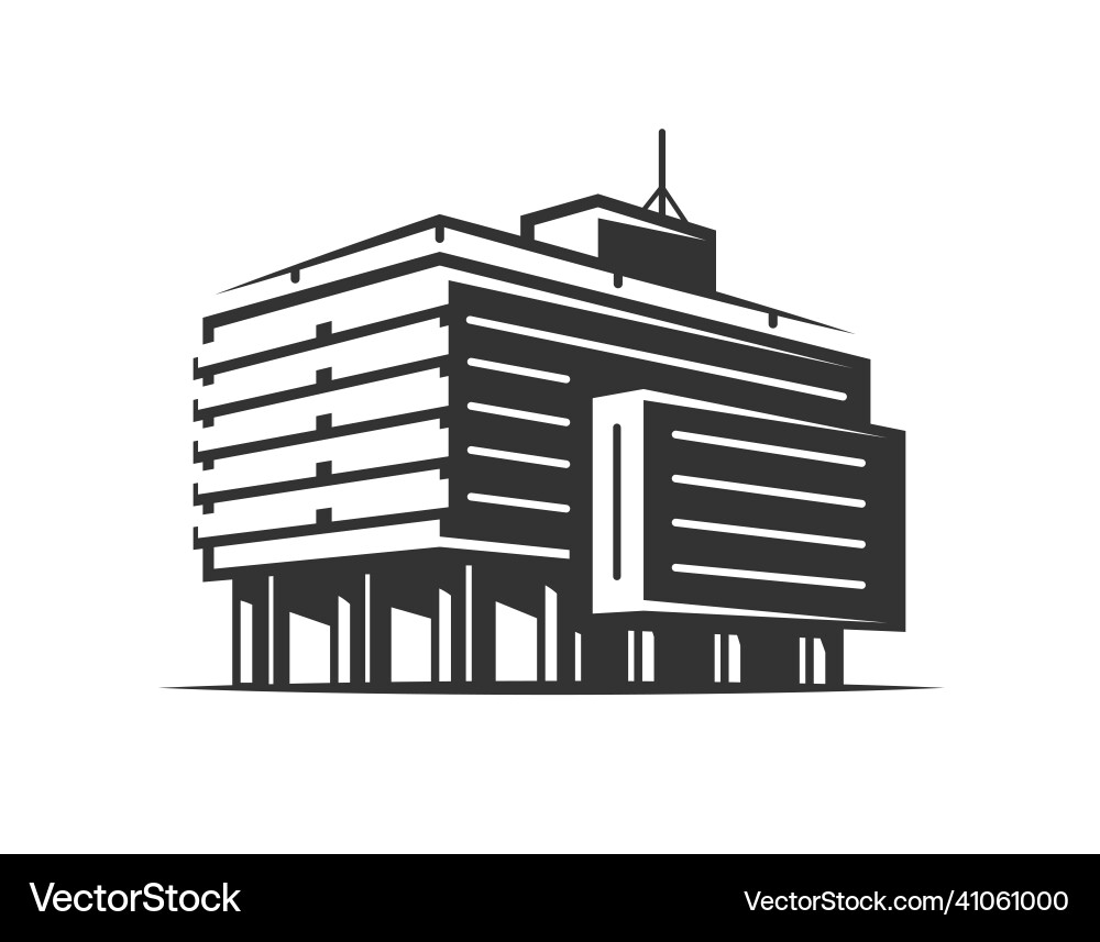 Modern building construction isolated on white Vector Image