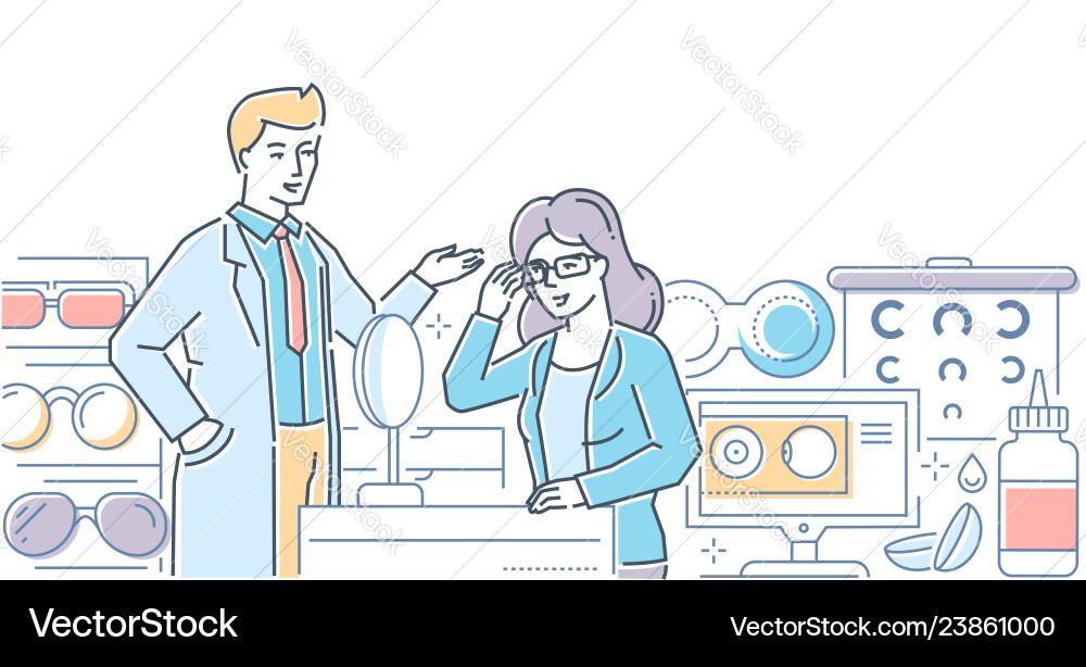 Optical store - modern line design style Vector Image