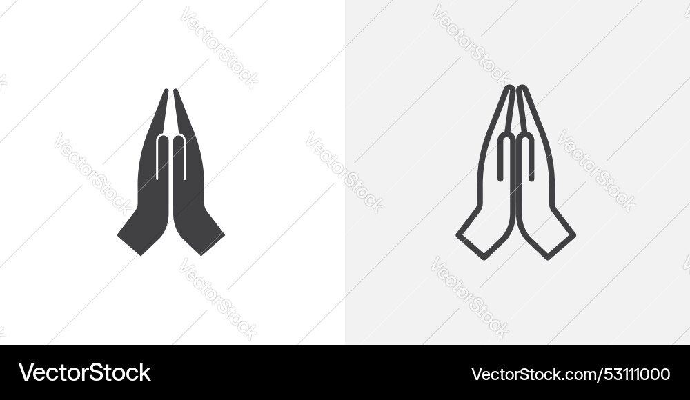 Pray thin line icon set Royalty Free Vector Image