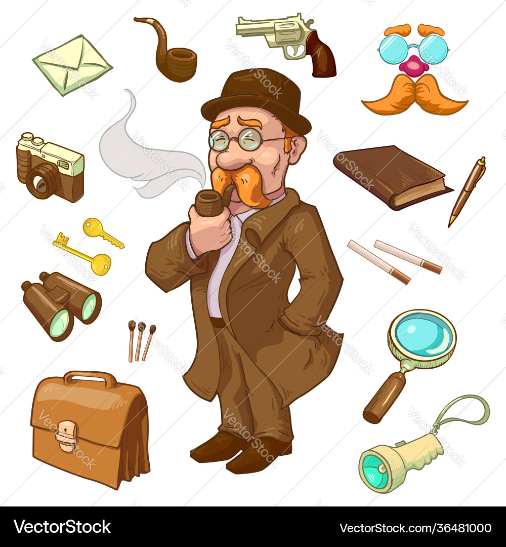 Private eye character Royalty Free Vector Image