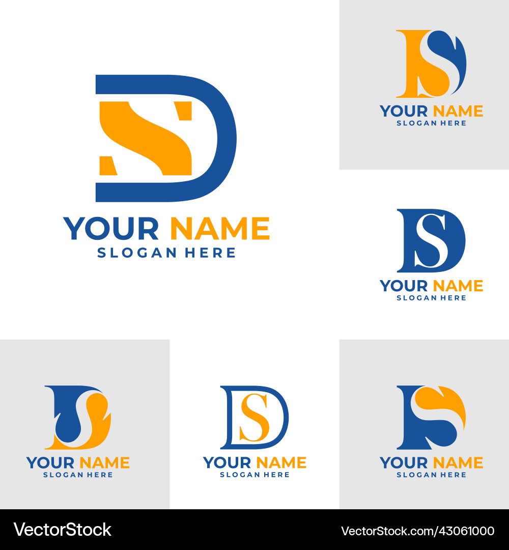 Set of letter sd logo design template initial ds Vector Image