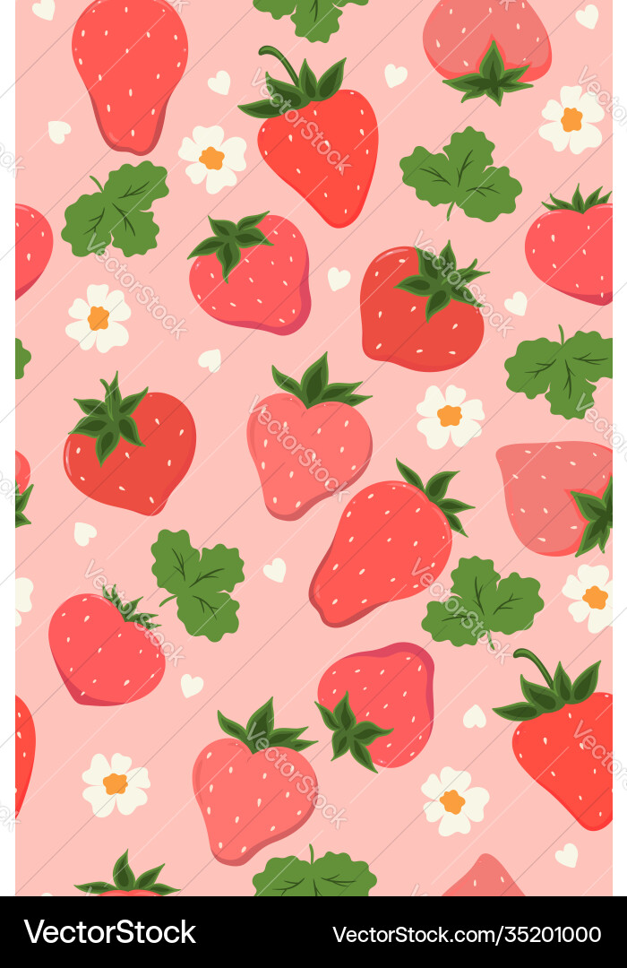 Strawberry Flower Pattern Royalty Free Vector Image