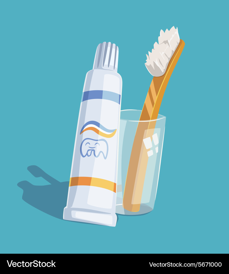 Toothpaste and toothbrush Royalty Free Vector Image