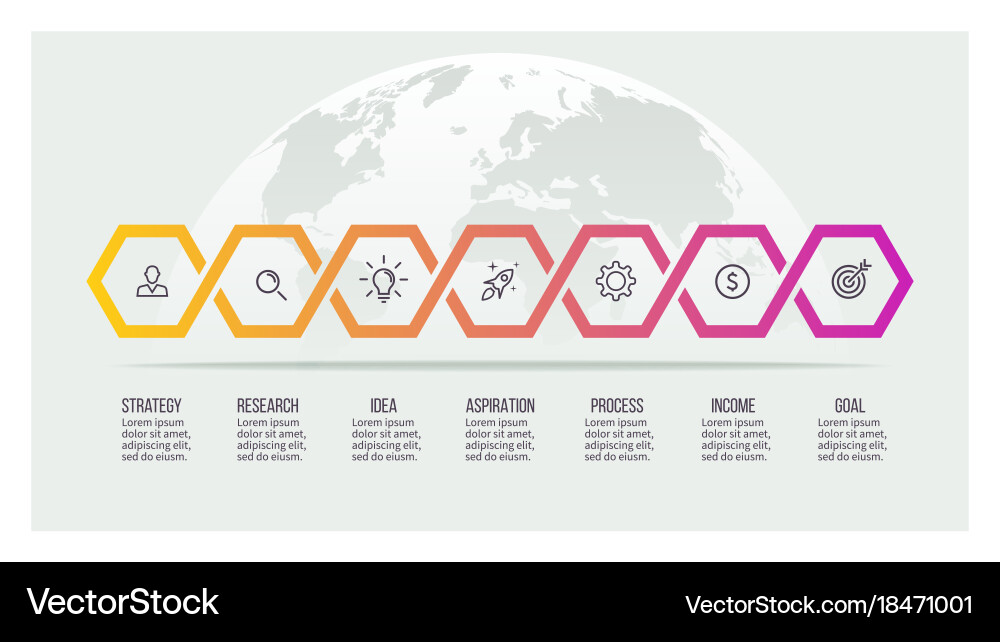 Business process timeline infographics with 7 Vector Image