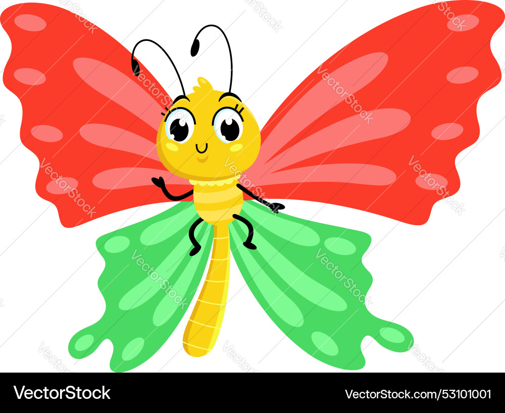 Cute butterfly cartoon character Royalty Free Vector Image