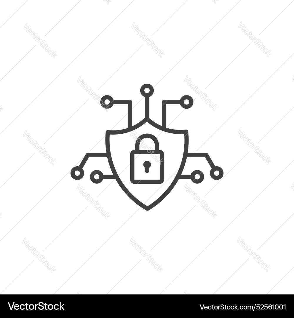 Cyber security icon set on white background Vector Image