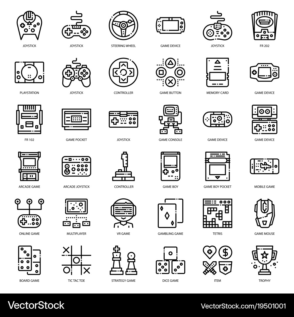 Game Technology Icon Set Royalty Free Vector Image