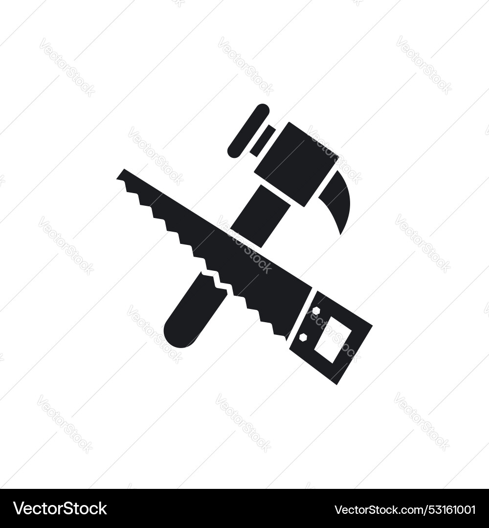 Hammer and saw icon symbol on white background Vector Image