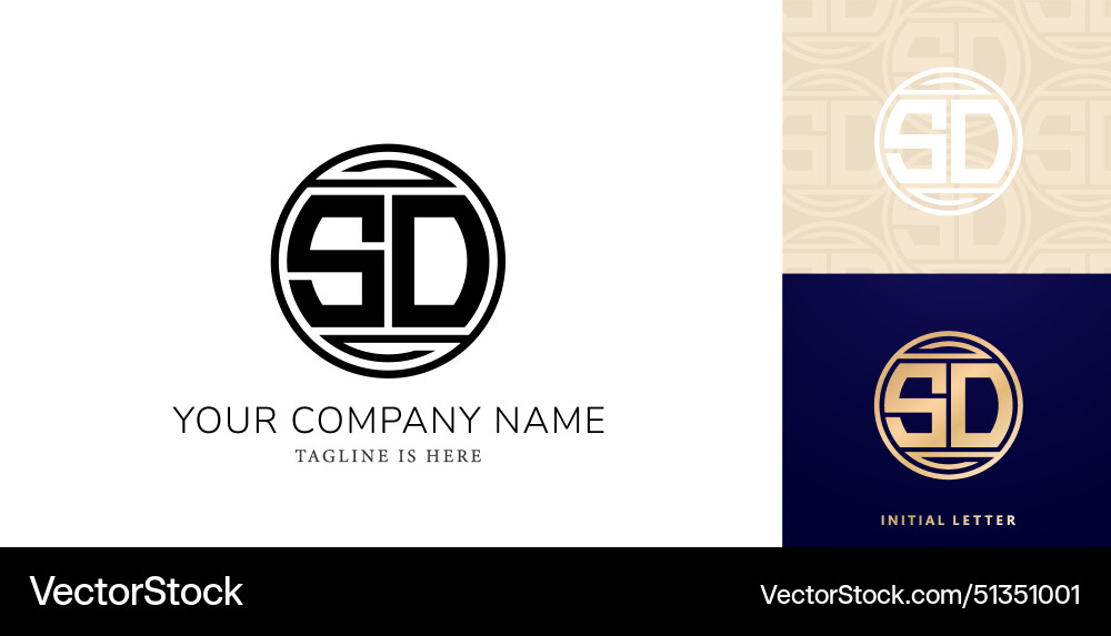 Letter sd circle borders logos design Royalty Free Vector