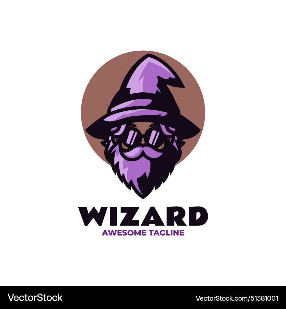 Logo wizard mascot cartoon style Royalty Free Vector Image