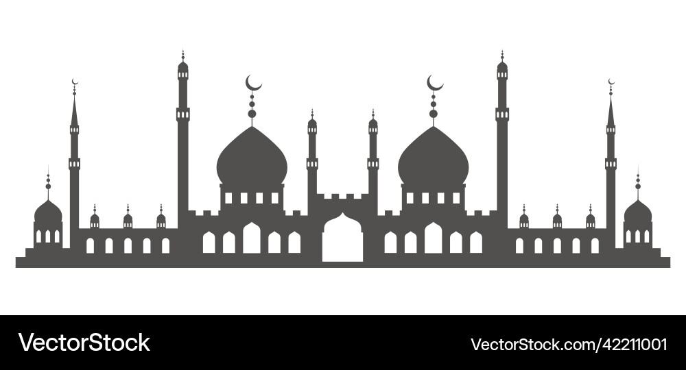 Mosque with minarets on skyline islamic Royalty Free Vector