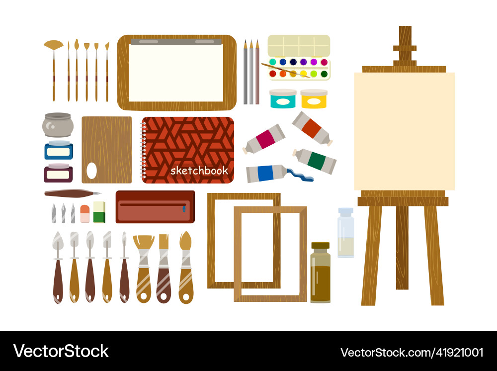 Painting tools for painter or craftsman cartoon Vector Image