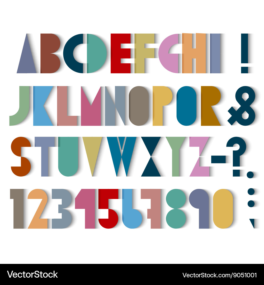 Paper font numbers and punctuation mark Royalty Free Vector