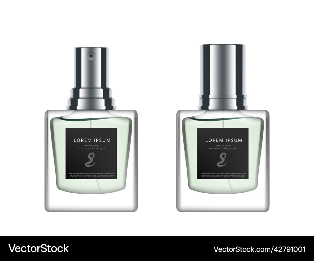 Perfume glass bottle spray with and without cap Vector Image