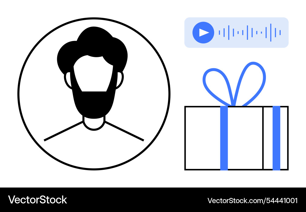 Profile avatar audio message and gift box Vector Image