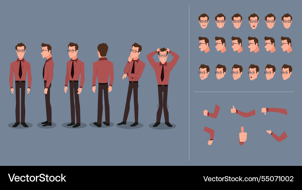 A man character design model sheet Royalty Free Vector Image