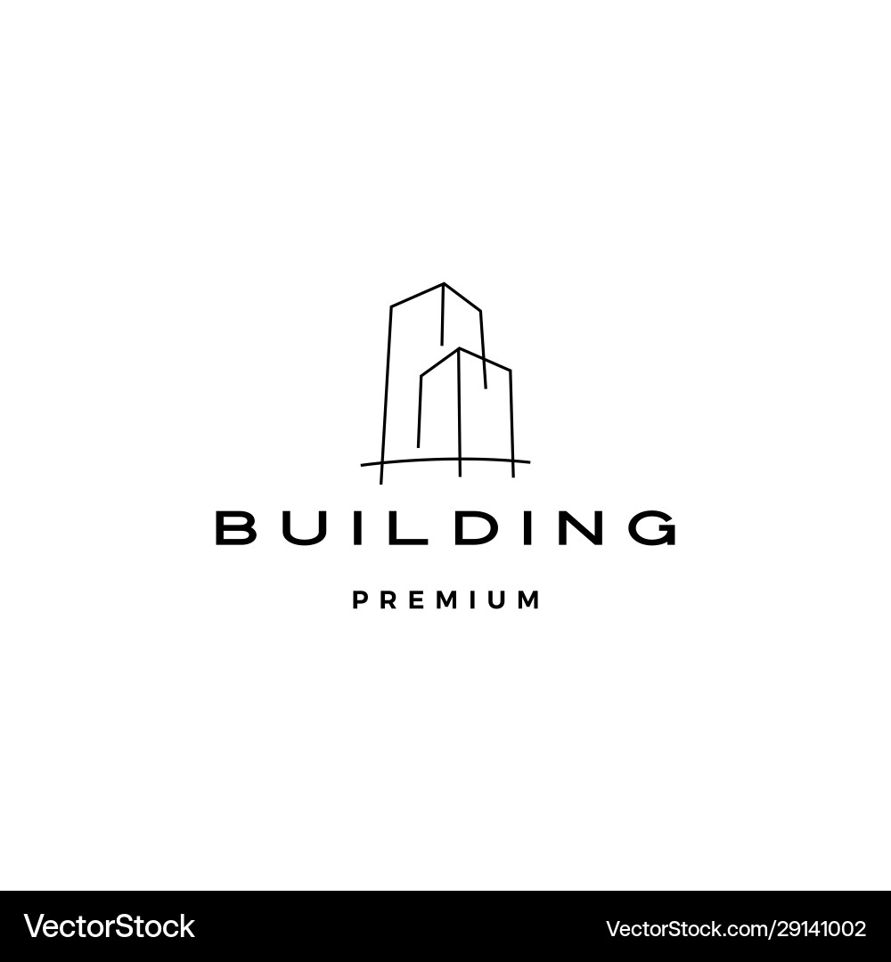 Building logo icon line outline monoline Vector Image