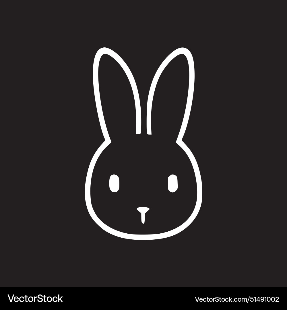 Bunny face - black and white isolated icon Vector Image