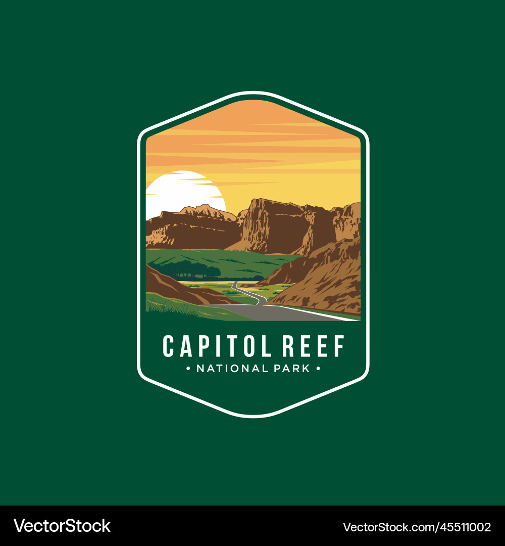 Capitol reef national park emblem patch logo Vector Image