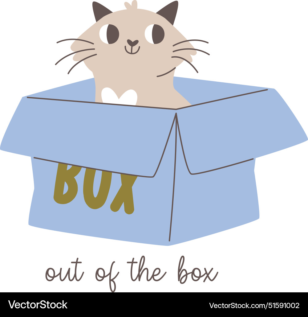 Cat out of the box Royalty Free Vector Image - VectorStock