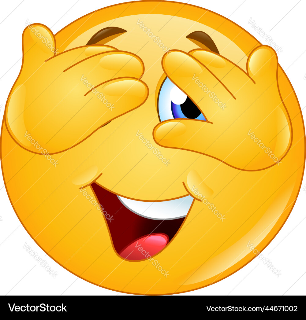 Covering eyes emoticon Royalty Free Vector Image