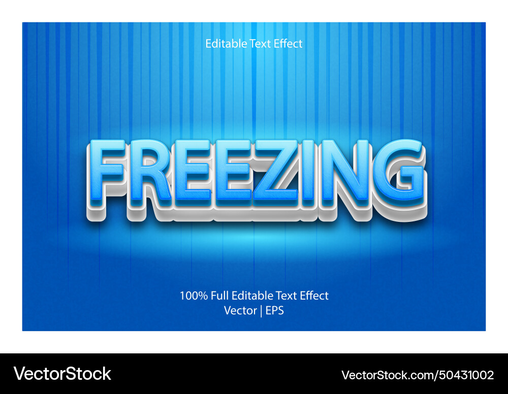 Freezing editable text effect cartoon style Vector Image