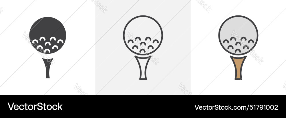 Golf ball icon set golfball on tee symbol Vector Image