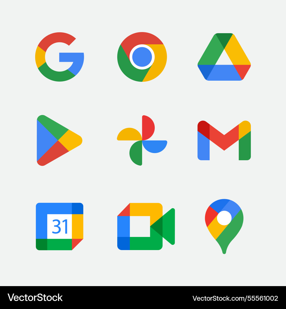Google icon collection Royalty Free Vector Image