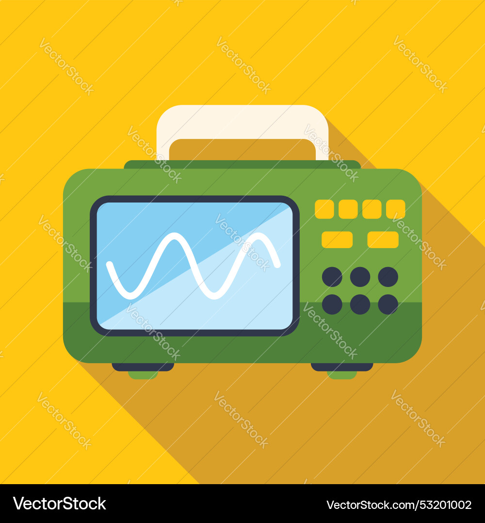 Green oscilloscope showing sinusoidal signal Vector Image