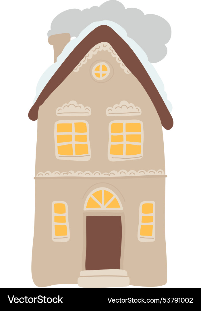 Hand drawn winter house Royalty Free Vector Image