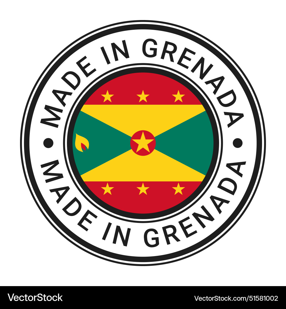 Made in grenada round stamp sticker with flag Vector Image